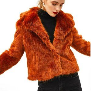 Zara | Jackets & Coats | Boho Chic Faux Fur Jacket In Rust Orange ...